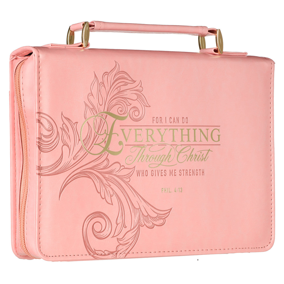 Through Christ Fluted Iris Pink Faux Leather Fashion Bible Cover - Phi ...